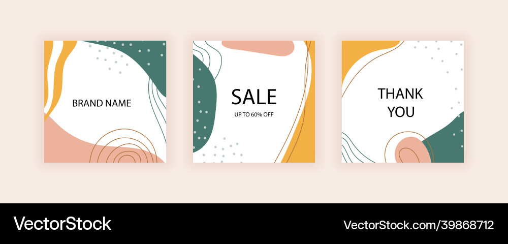 Set of editable abstract square banner template Vector Image