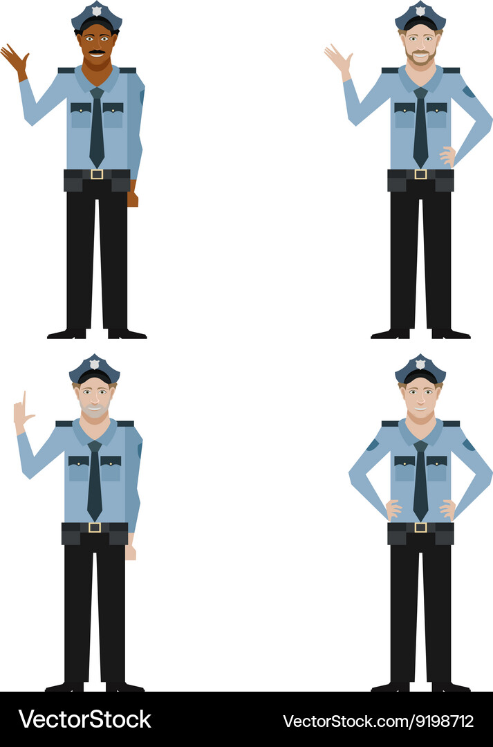 Set of police men Royalty Free Vector Image - VectorStock