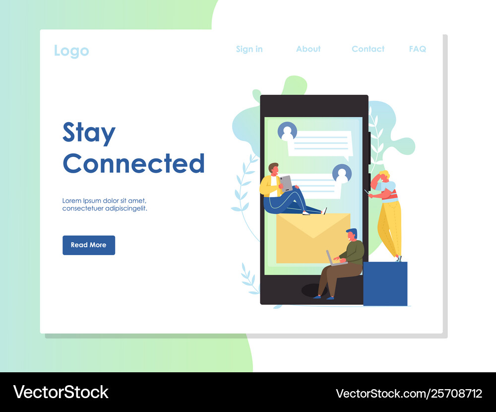 Stay connected website landing page design Vector Image