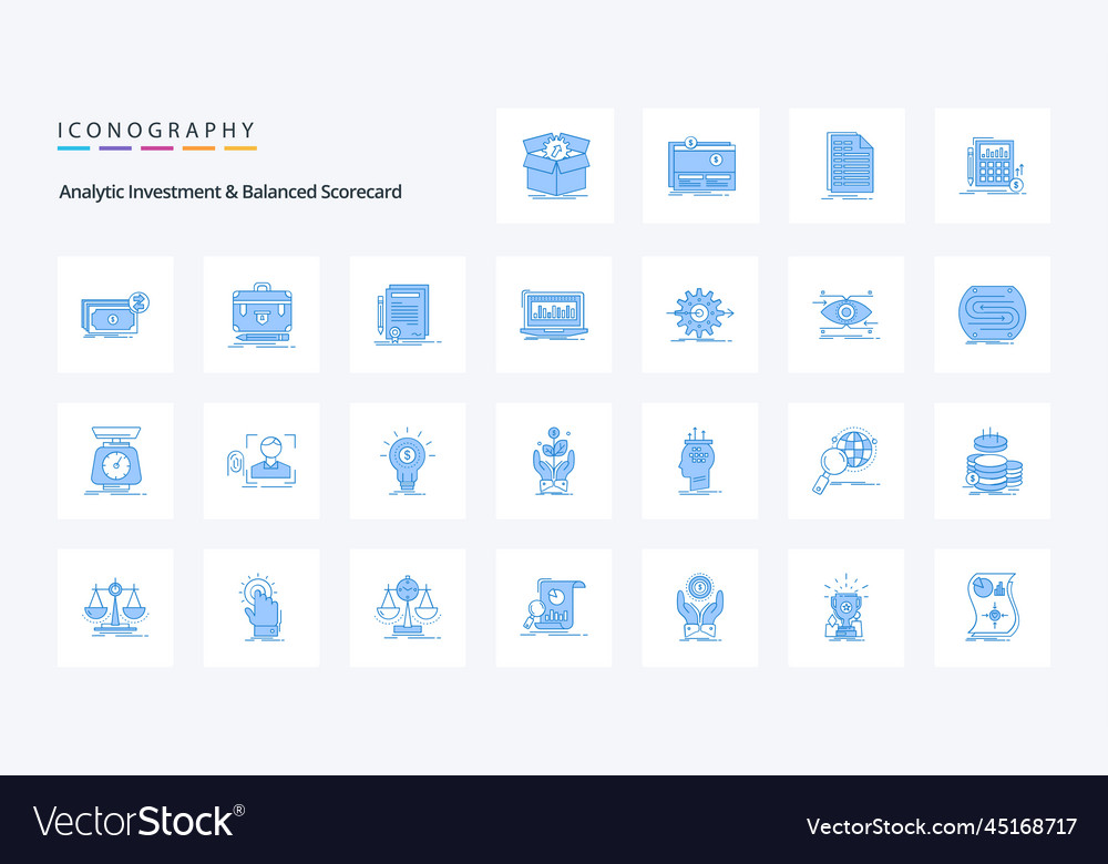 25 analytic investment and balanced scorecard Vector Image