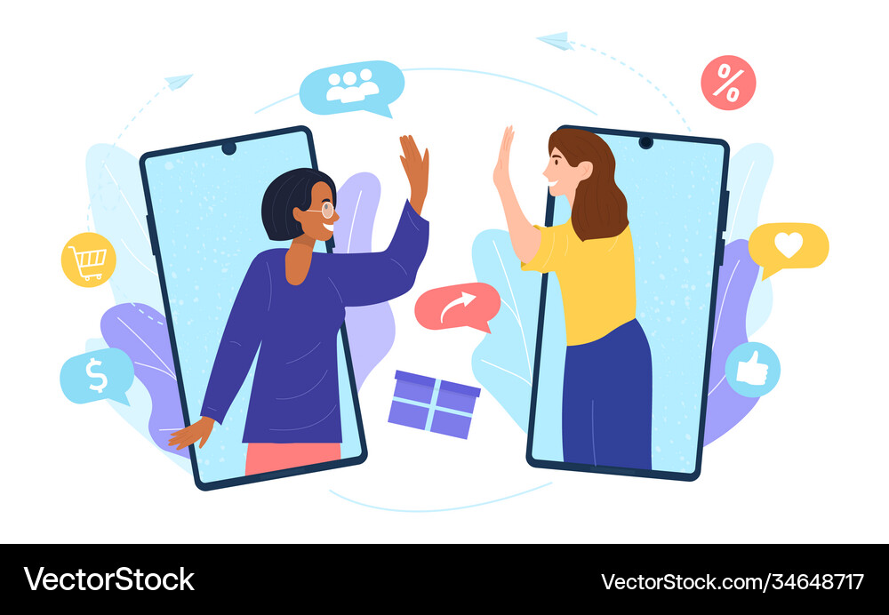 Customers sharing references and earning money Vector Image