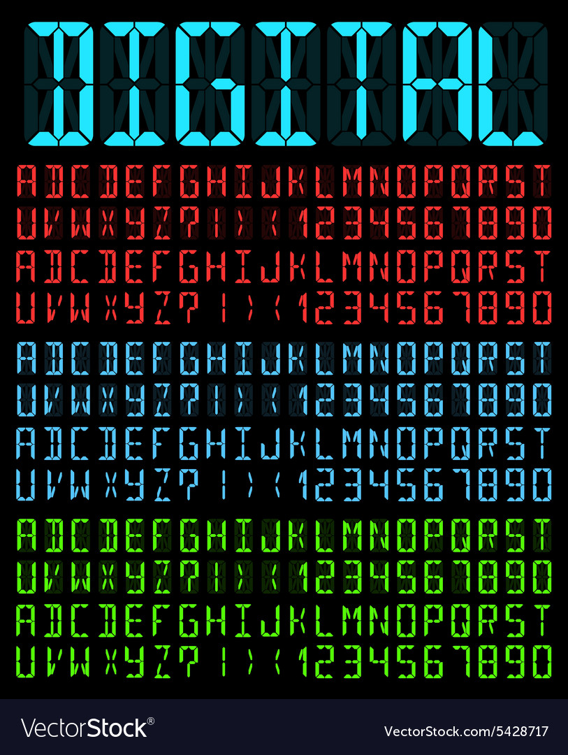 Digital font Royalty Free Vector Image - VectorStock