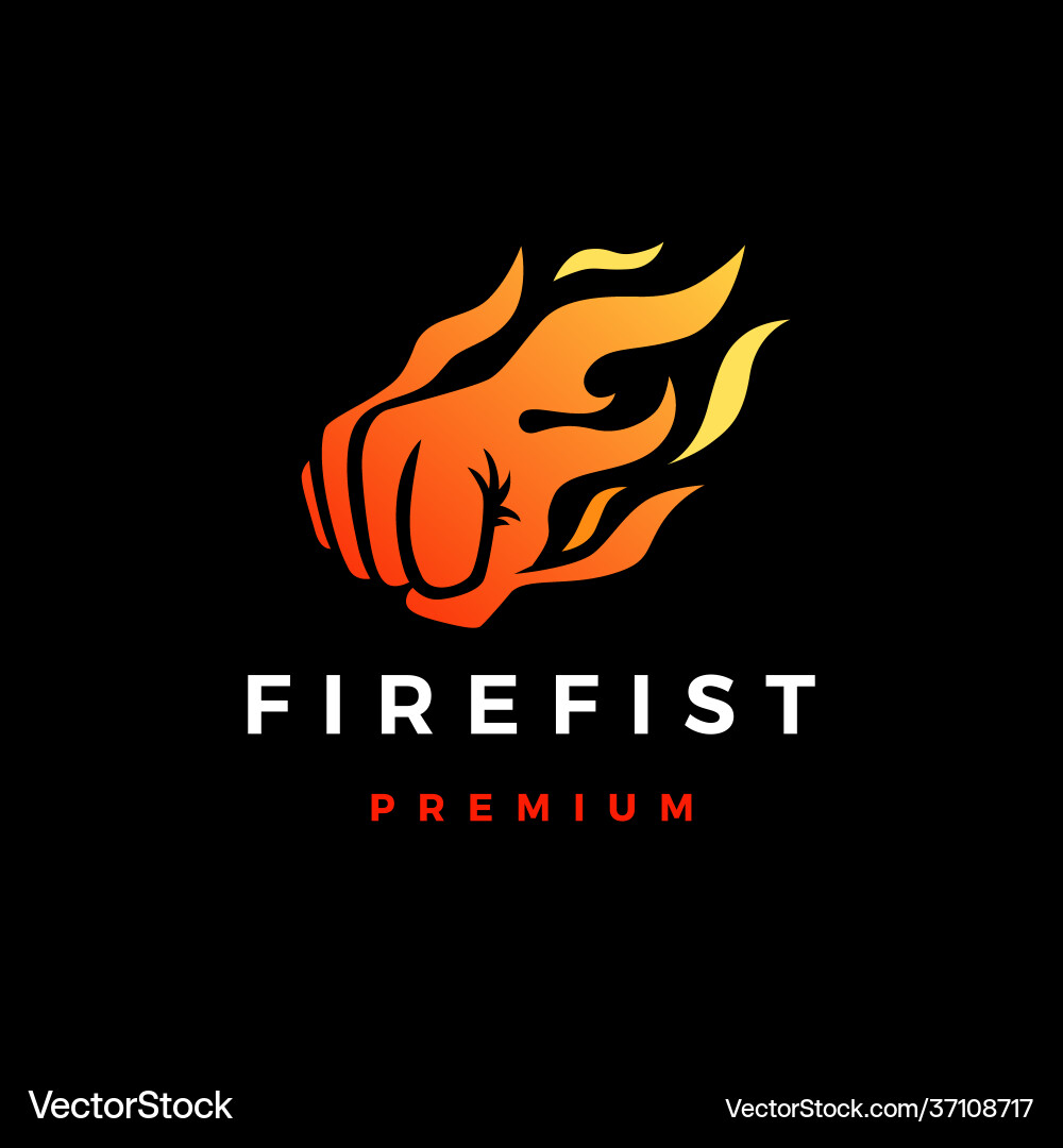 Fire fist flame hand logo icon Royalty Free Vector Image