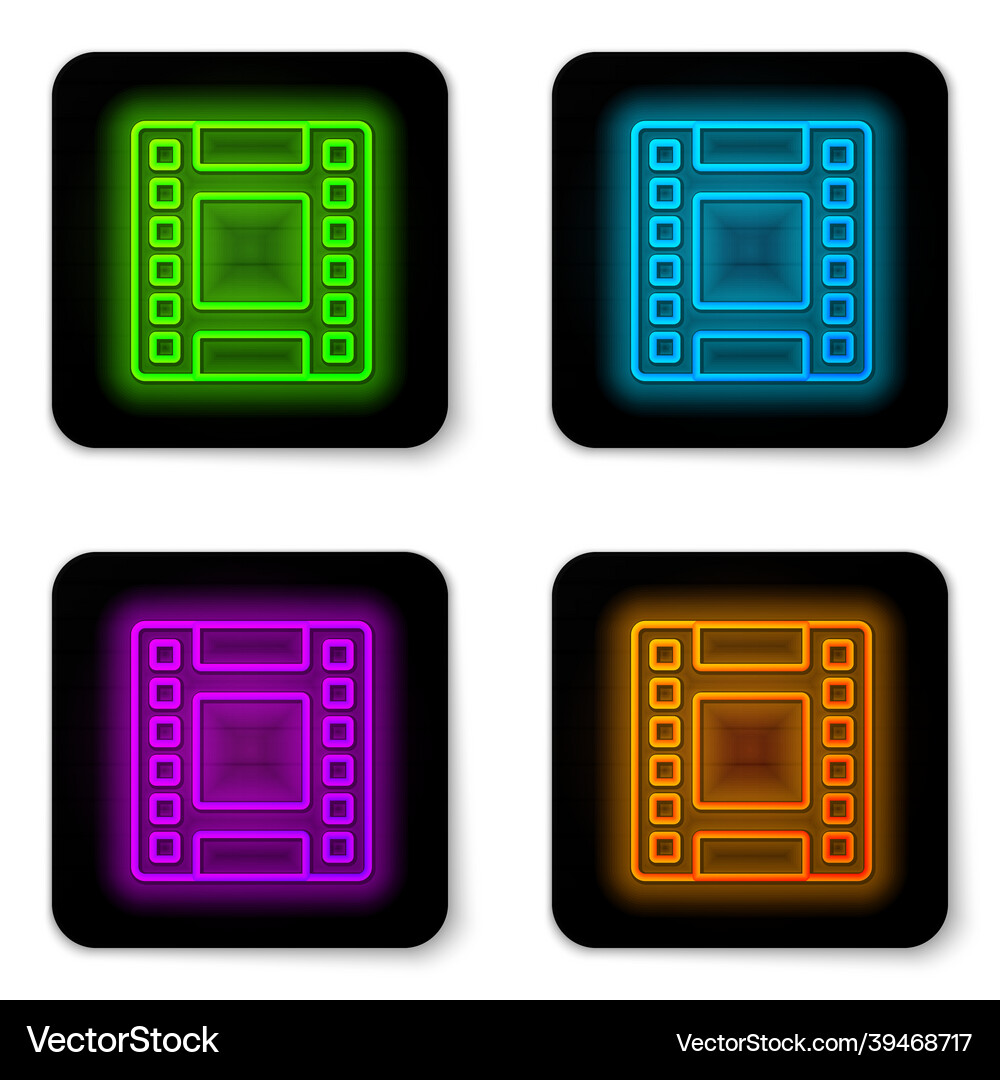 Glowing neon line play video icon isolated Vector Image