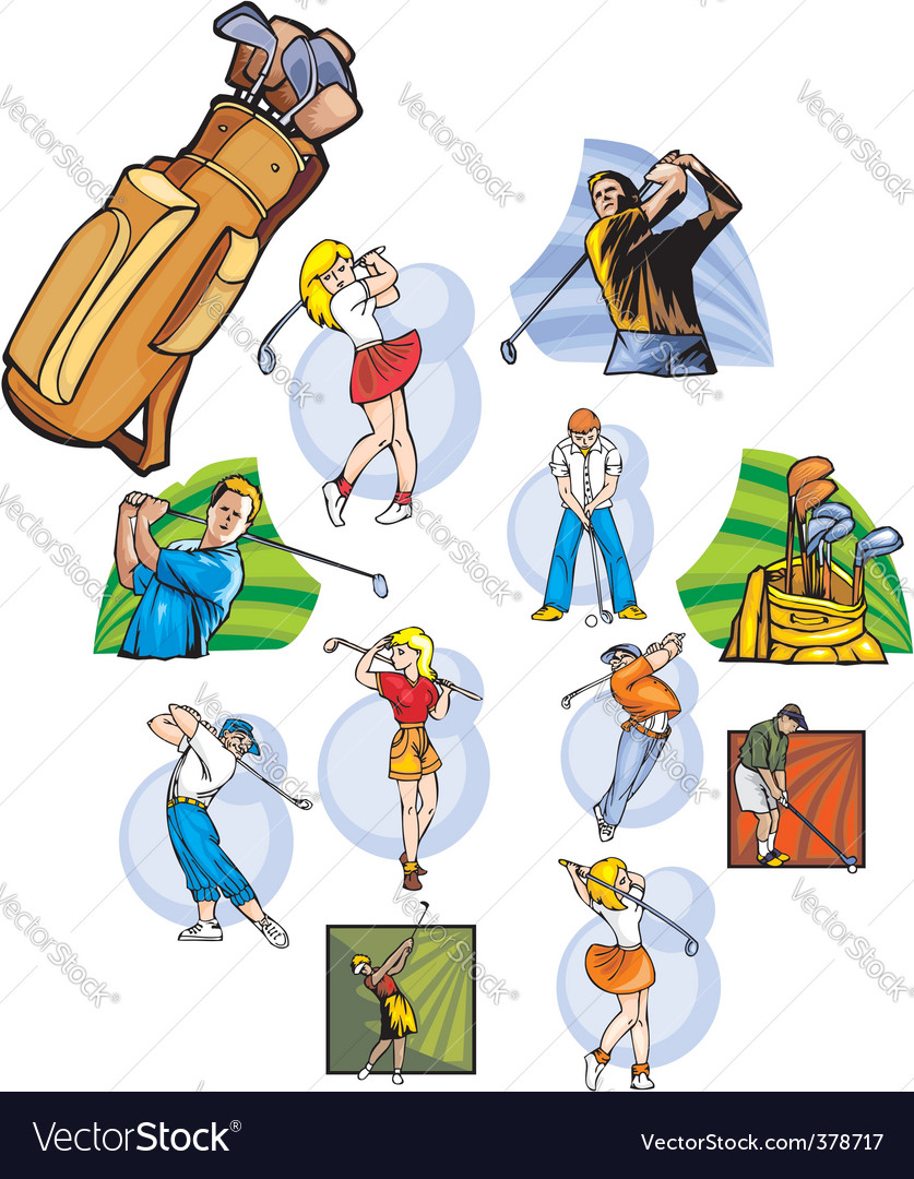 Golf set Royalty Free Vector Image - VectorStock