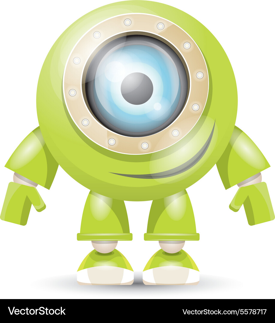 Green cartoon robot isolated on white Royalty Free Vector