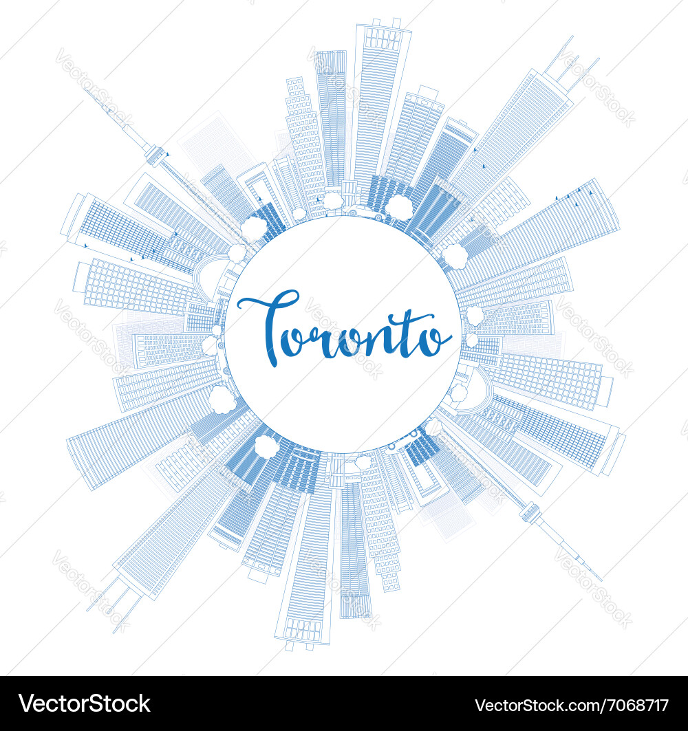 Outline toronto skyline with blue buildings Vector Image