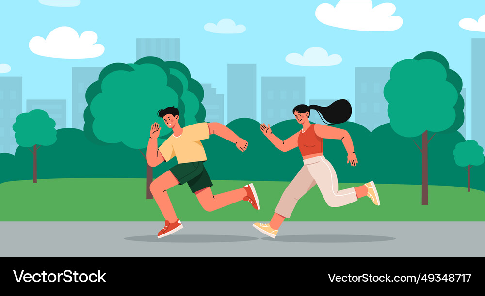 People run in morning concept Royalty Free Vector Image
