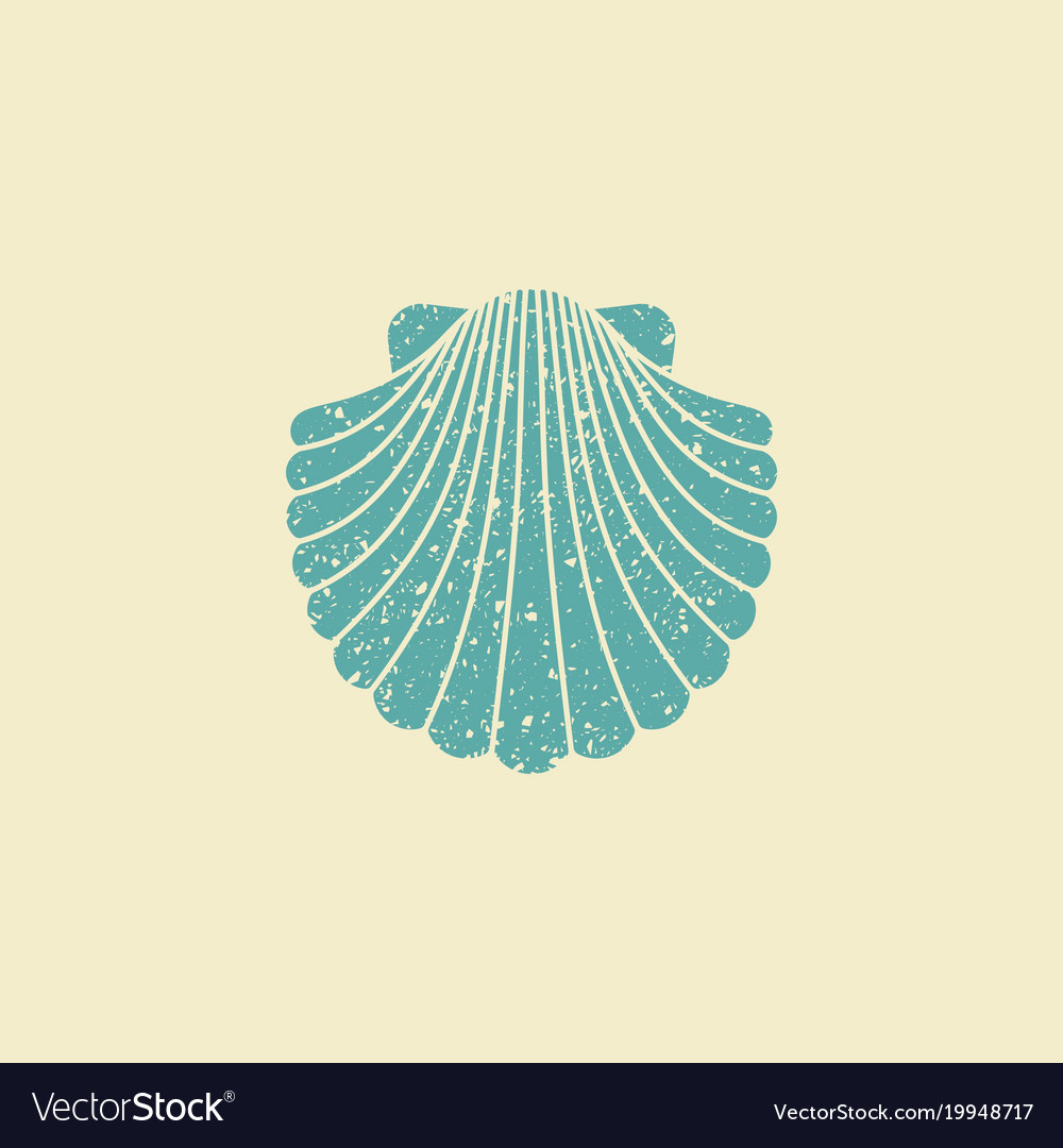 Sea shell flat vintage icon Royalty Free Vector Image