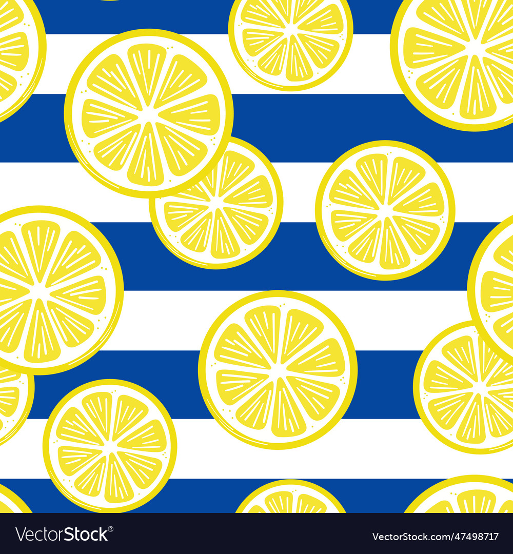 Seamless lemon slice repeat pattern blue Vector Image