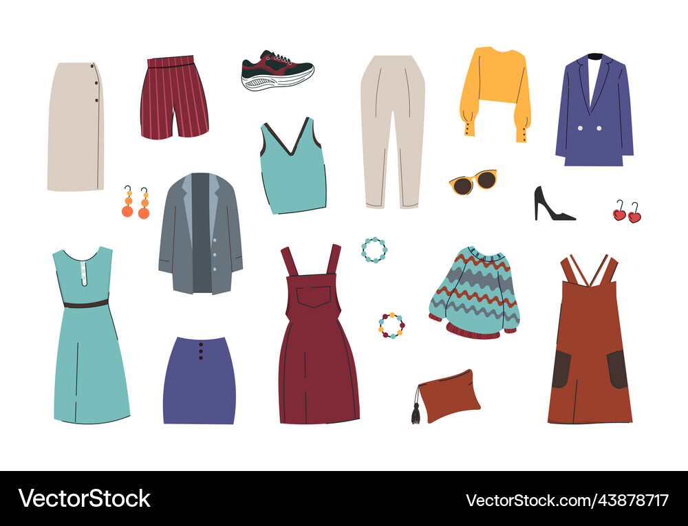 Set of womens clothes Royalty Free Vector Image