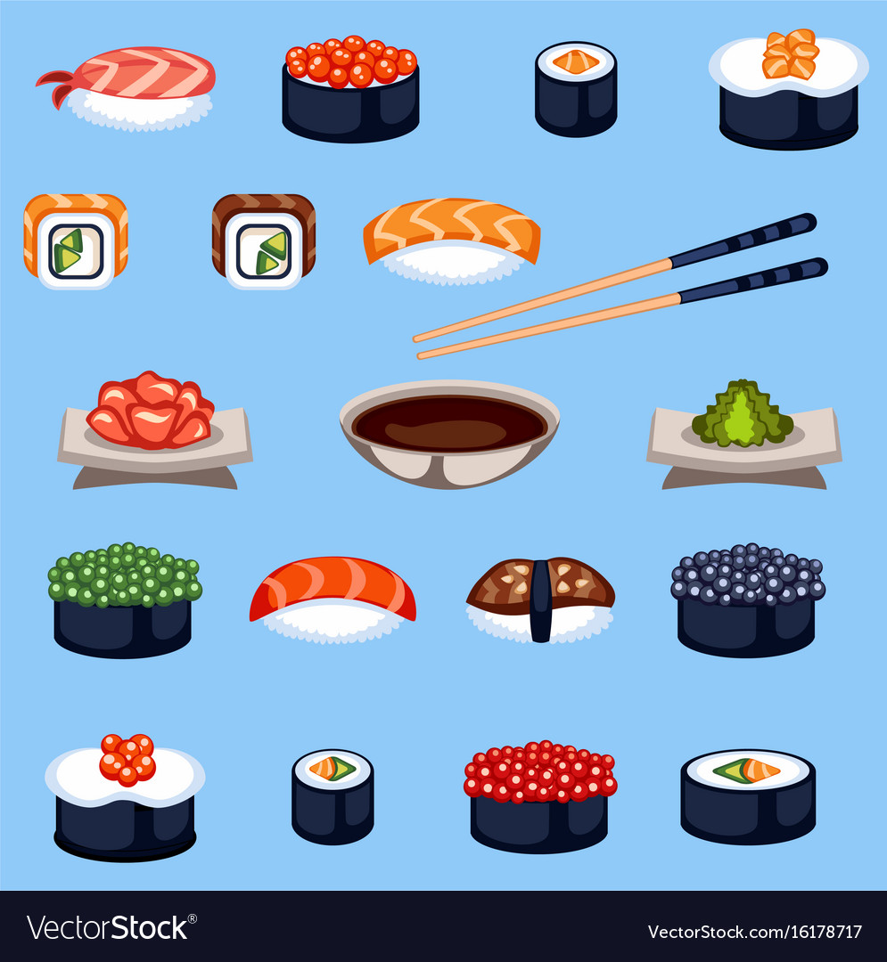 Sushi food traditional asia japan meal Royalty Free Vector