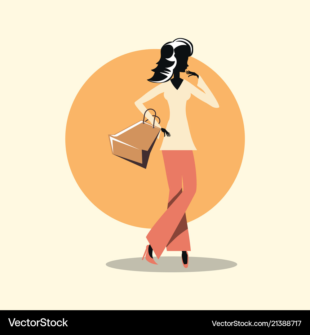 Woman shopping retro Royalty Free Vector Image