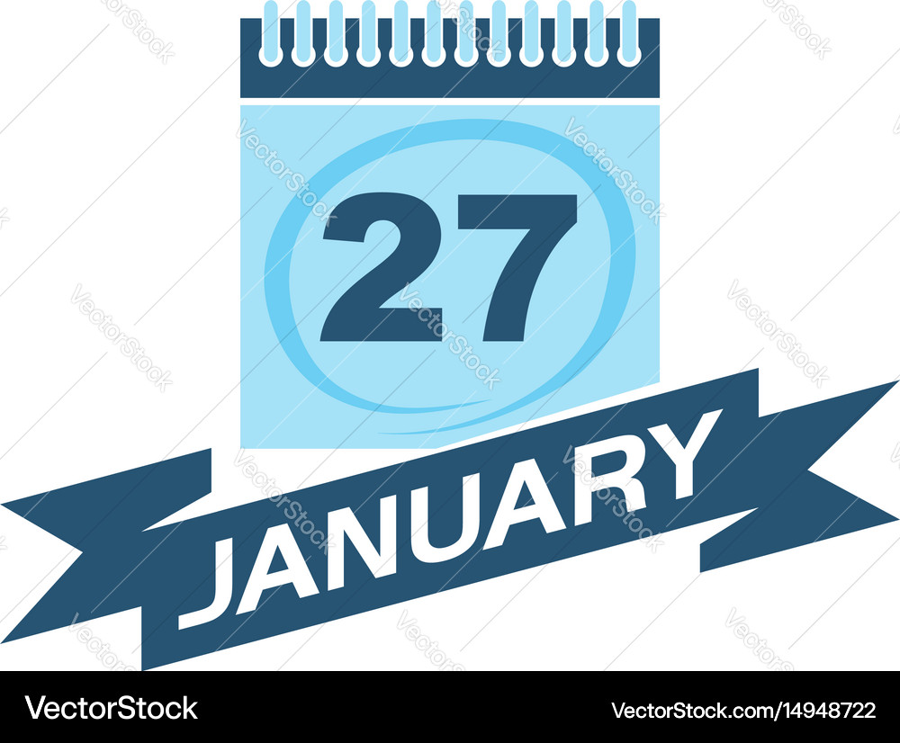 27 january calendar with ribbon Royalty Free Vector Image