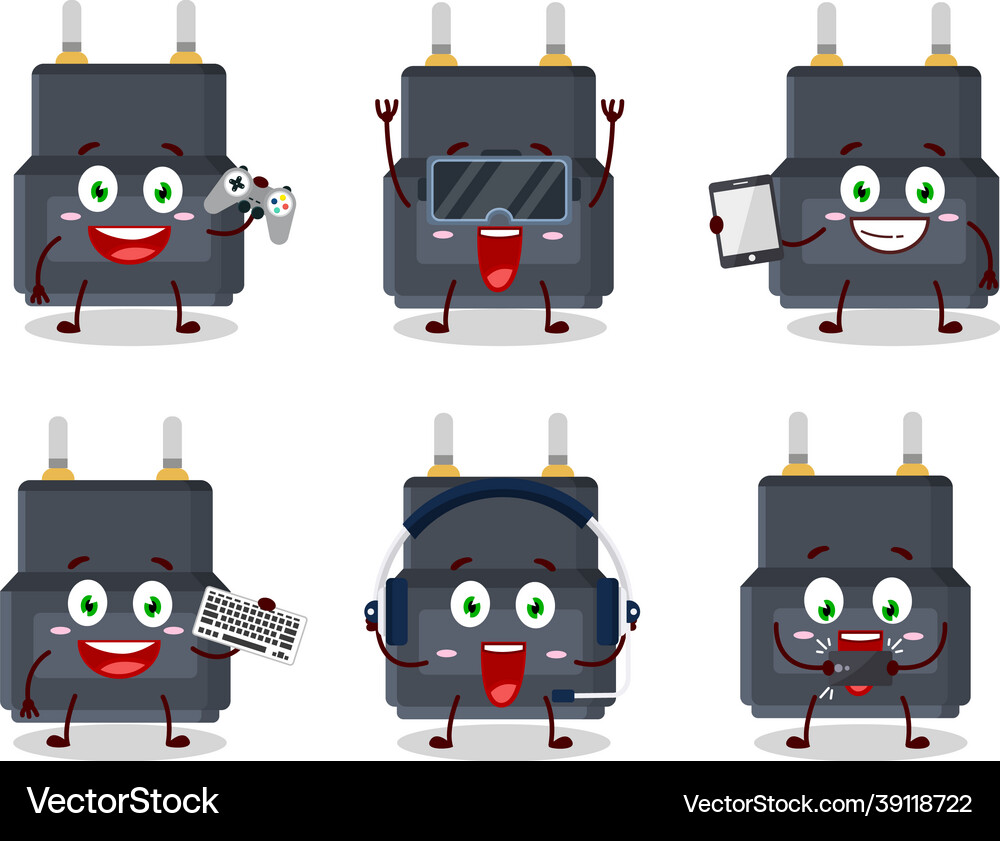 Adapter connector cartoon character are playing Vector Image