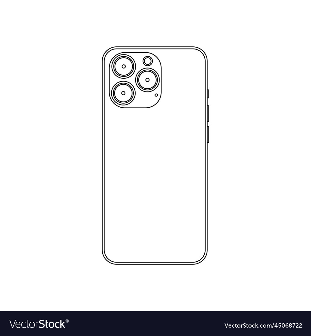 Back side of smartphone outline icon on white Vector Image