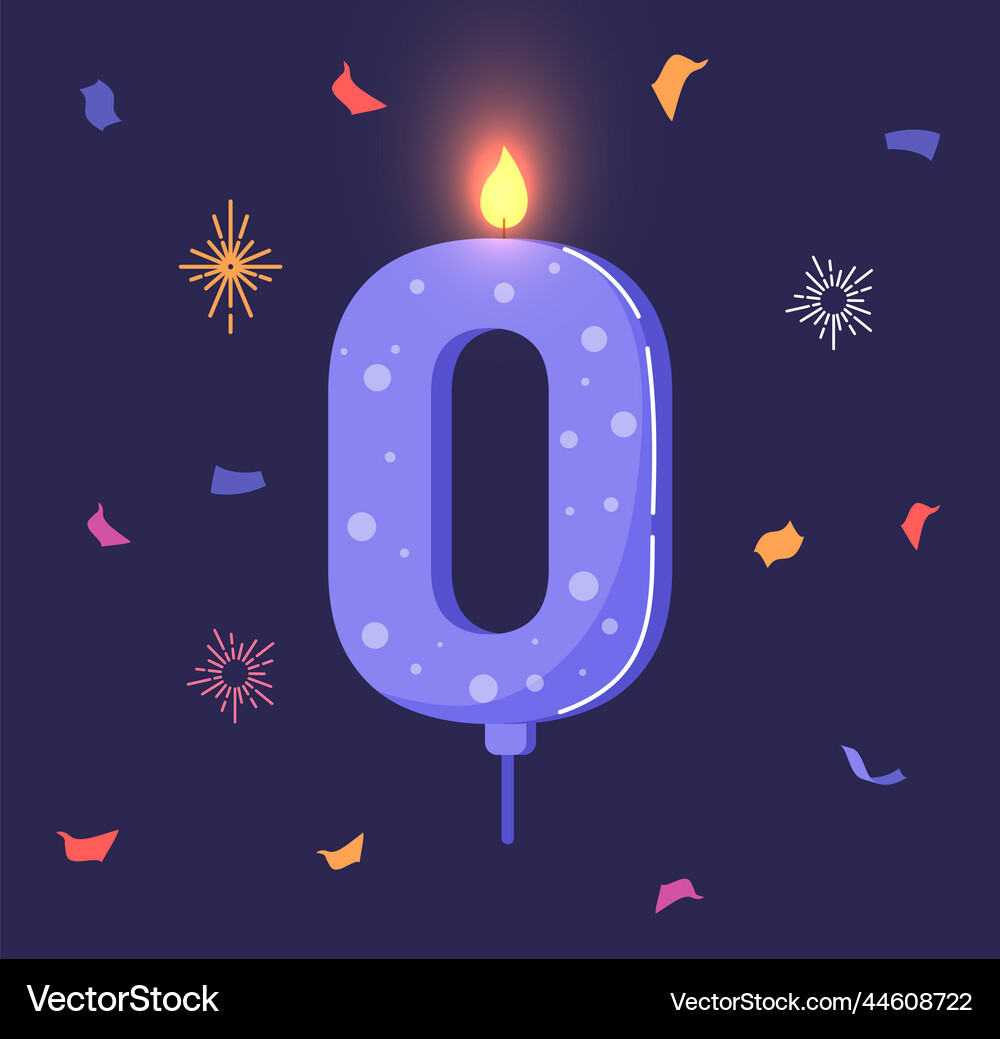 Birthday candle with number 0 Royalty Free Vector Image