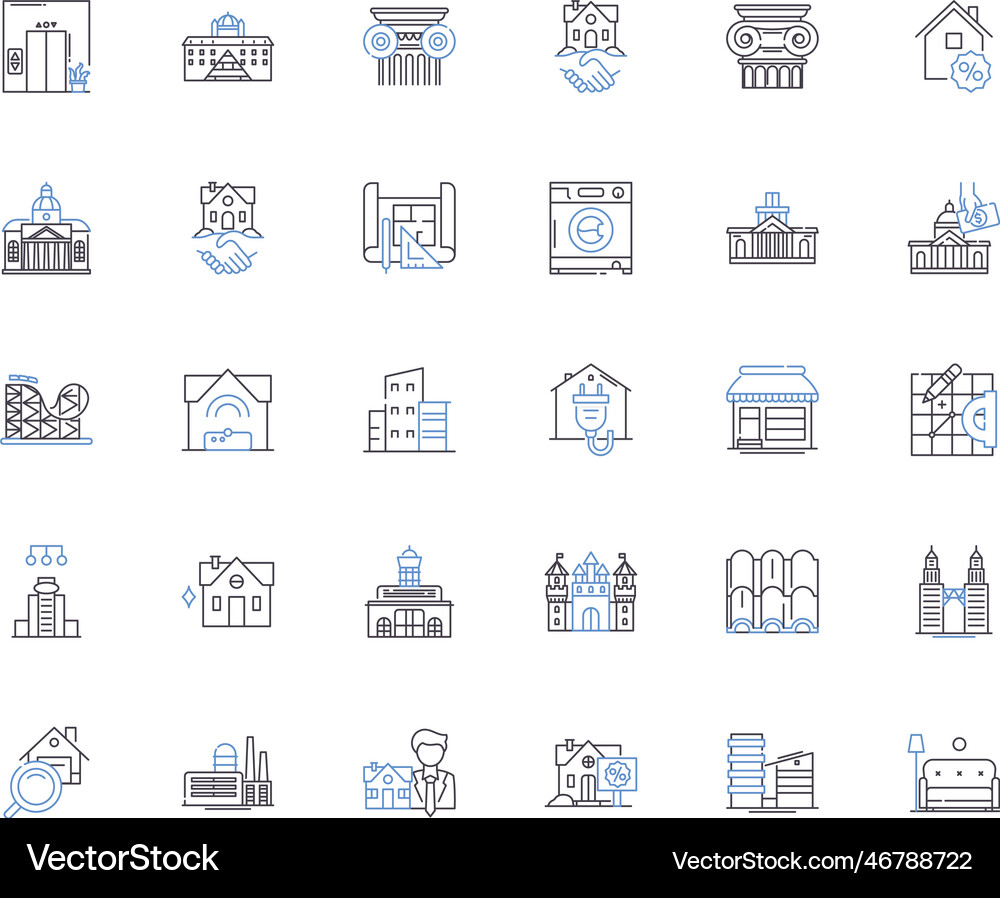 Boarding homes line icons collection Royalty Free Vector