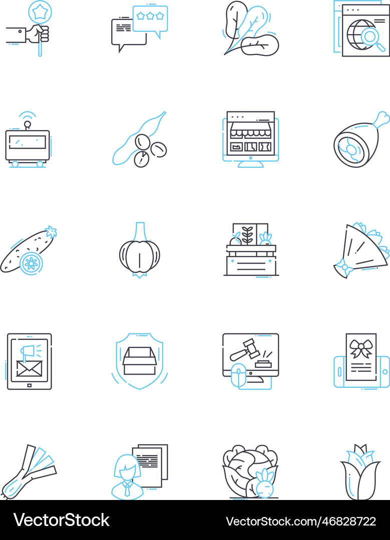 Convenience foods linear icons set microwaveable Vector Image