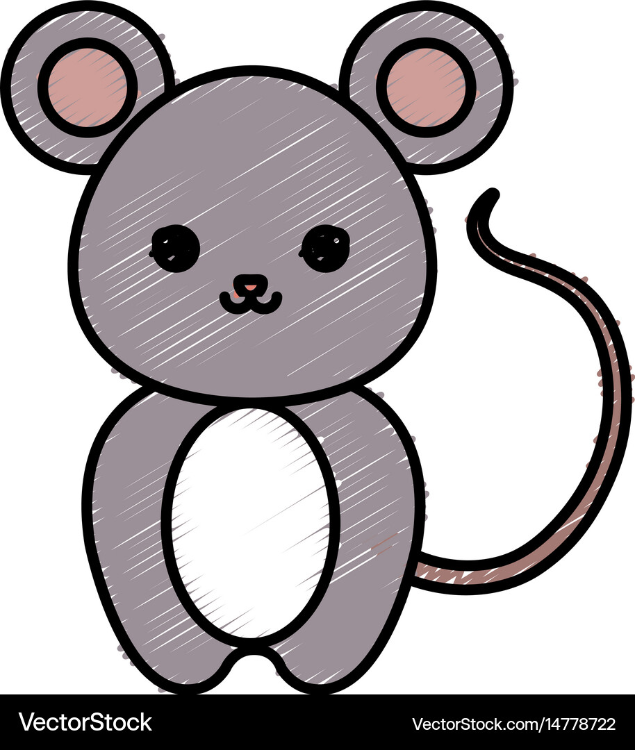 Cute and tender mouse kawaii style Royalty Free Vector Image