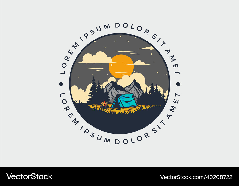 Drawing of overnight camping Royalty Free Vector Image