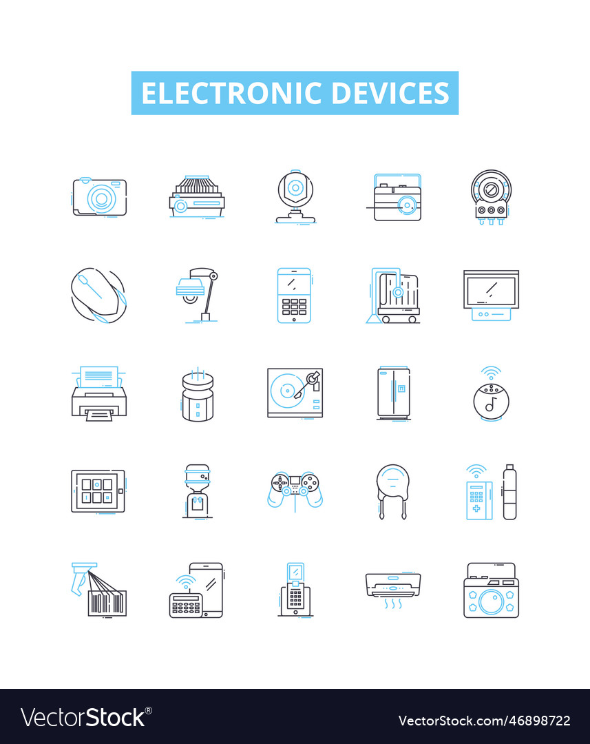 Electronic devices line icons set Royalty Free Vector Image