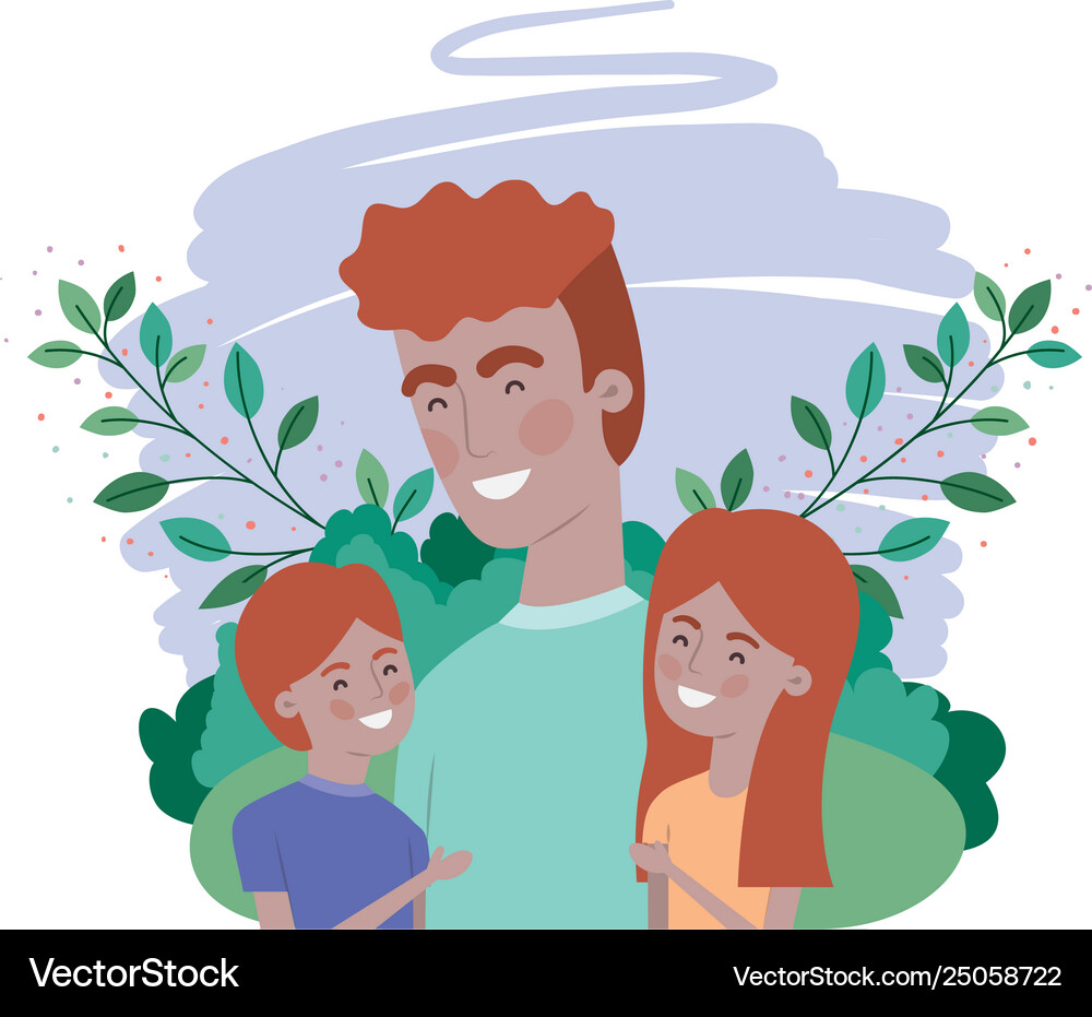 Father with children avatar character Royalty Free Vector