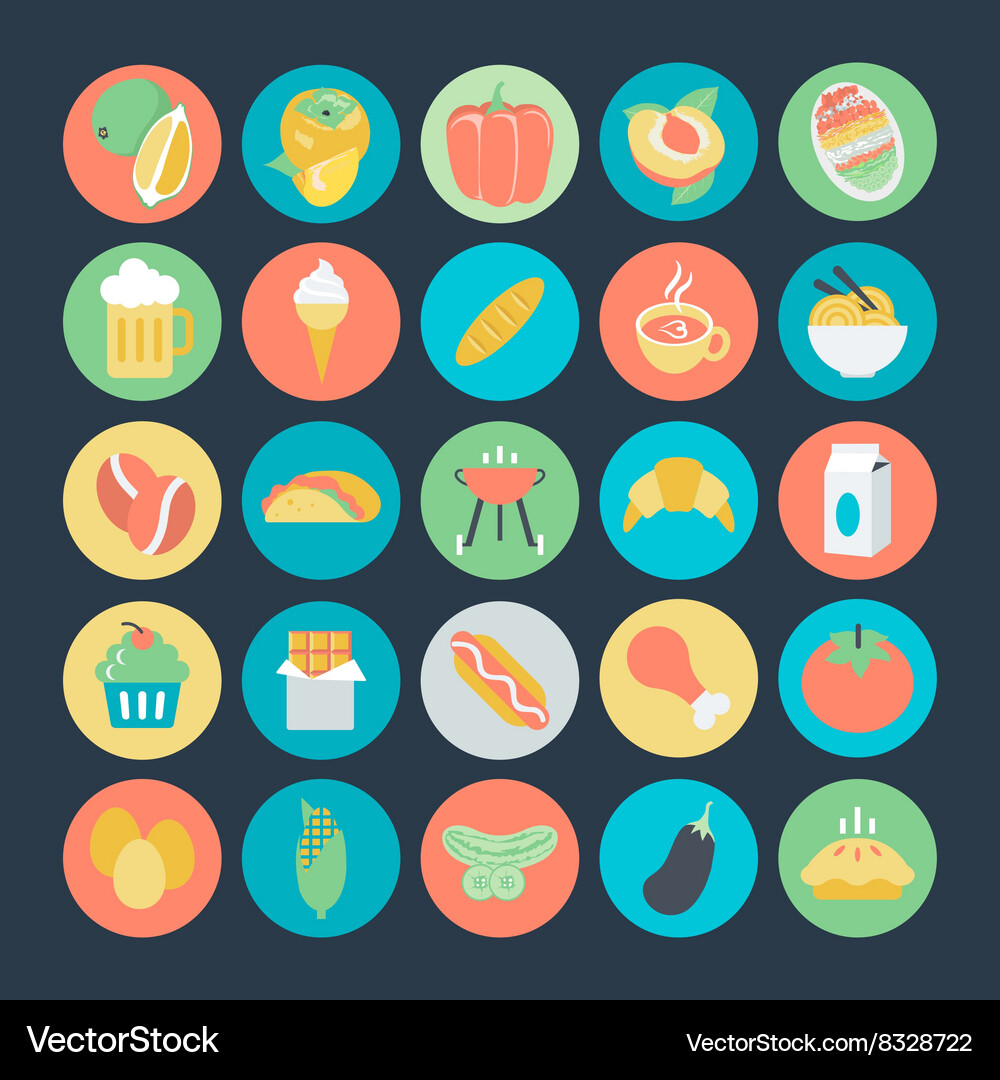 Food colored icons 3 Royalty Free Vector Image