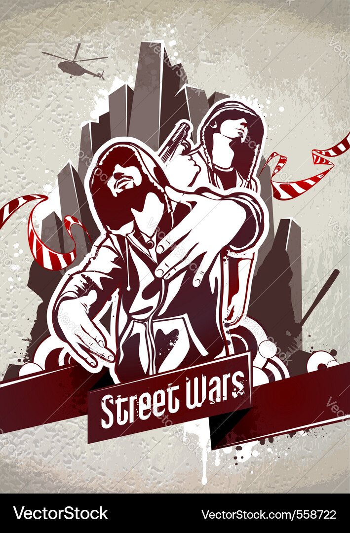 Grungy poster with two gangsters Royalty Free Vector Image