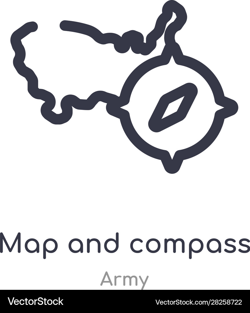 Map and compass outline icon isolated line from Vector Image