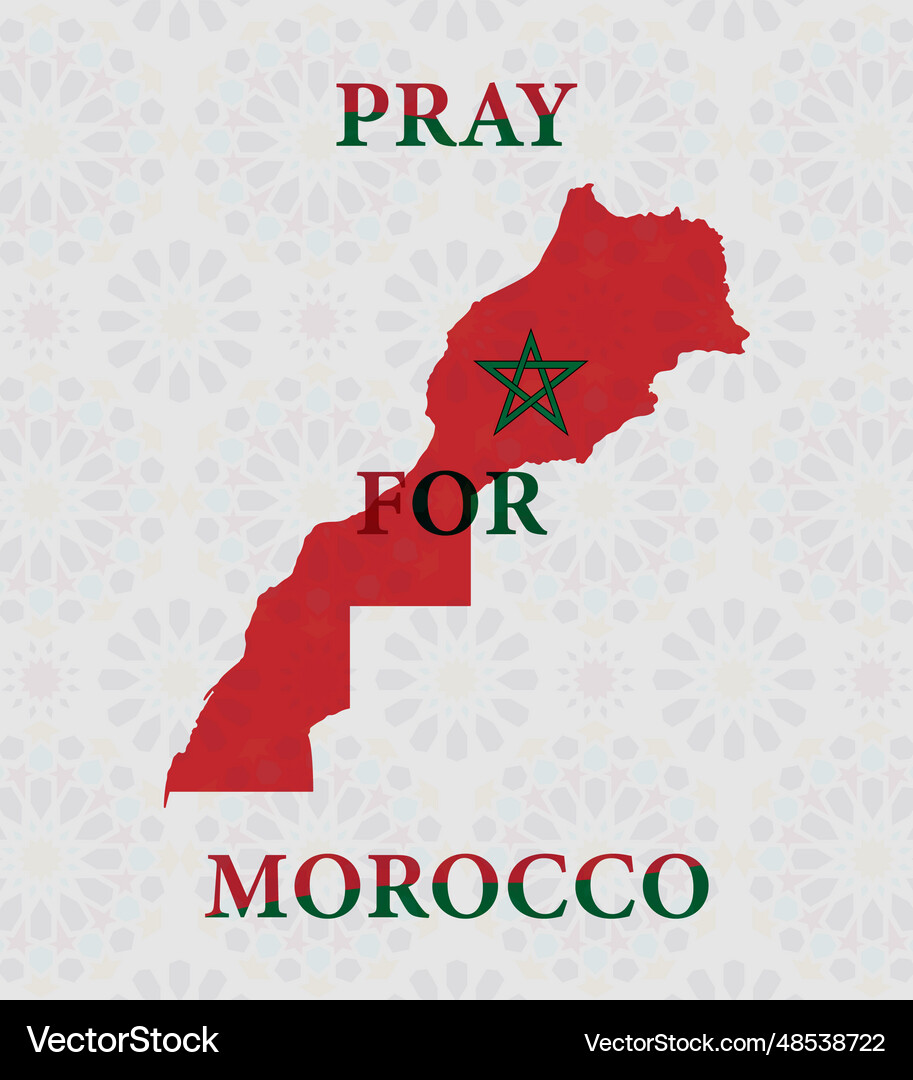 Pray for morocco map of with typography Royalty Free Vector