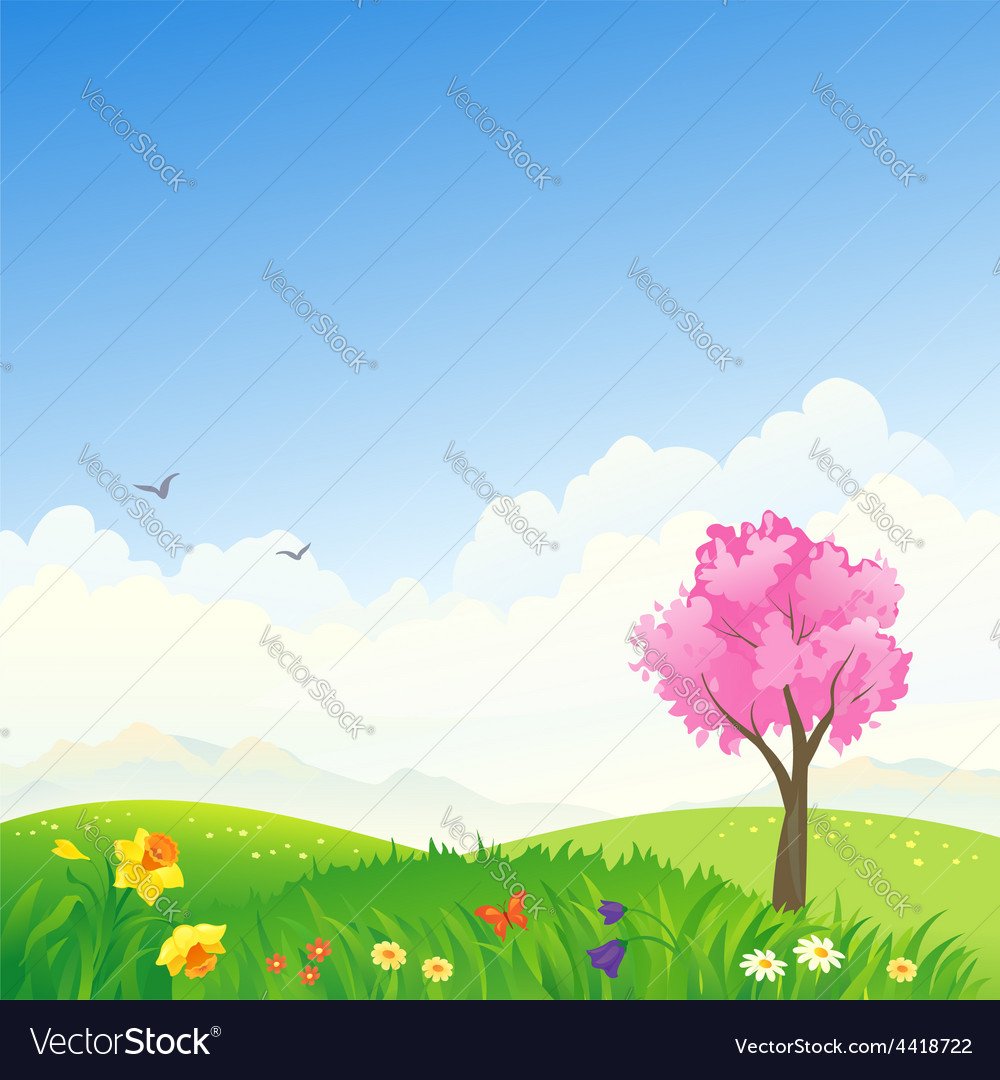 Spring scene Royalty Free Vector Image - VectorStock