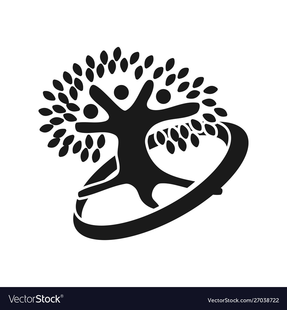 Tree rotation commitment teamwork together black Vector Image
