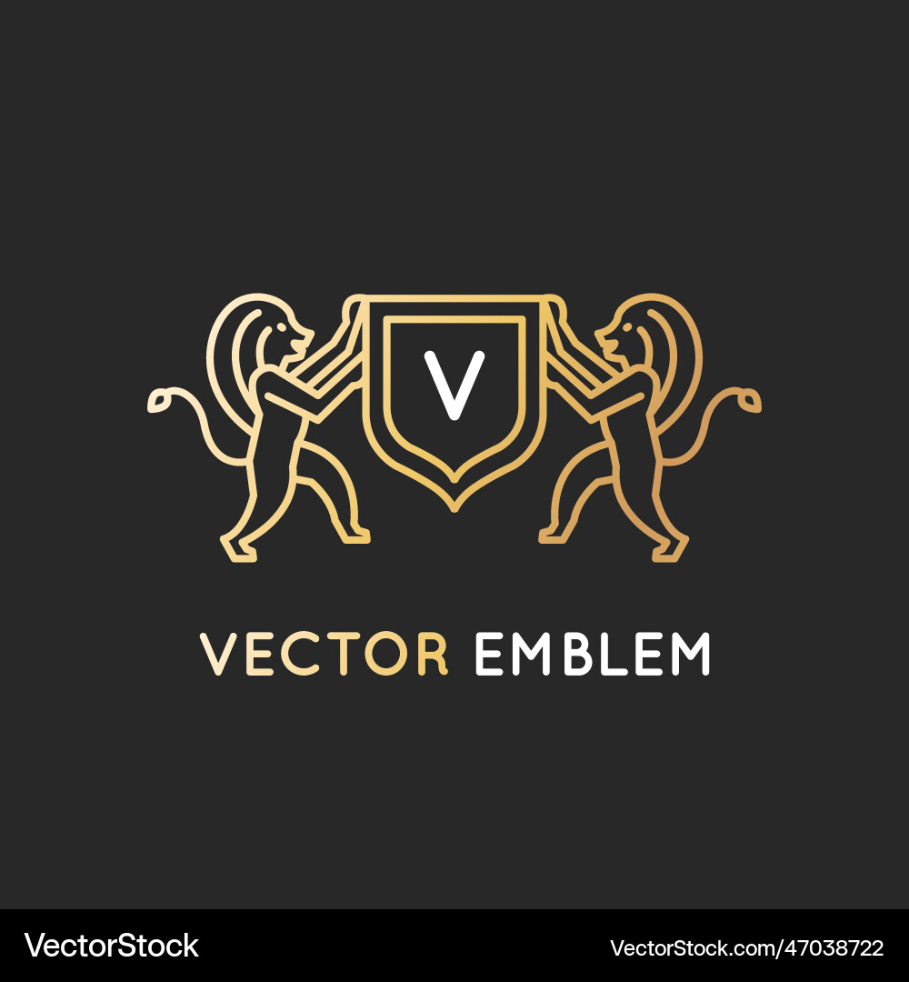 Two lions logo concept Royalty Free Vector Image