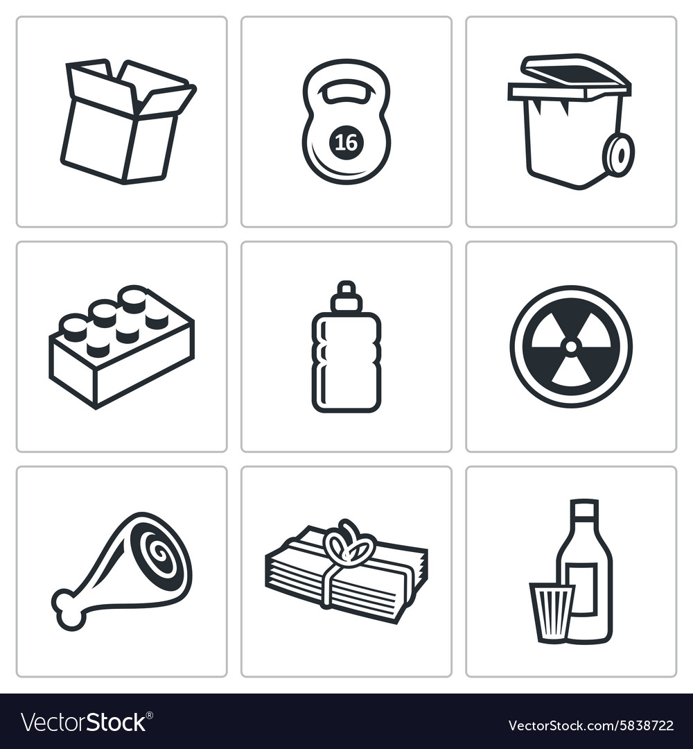 Waste and recycling icons Royalty Free Vector Image