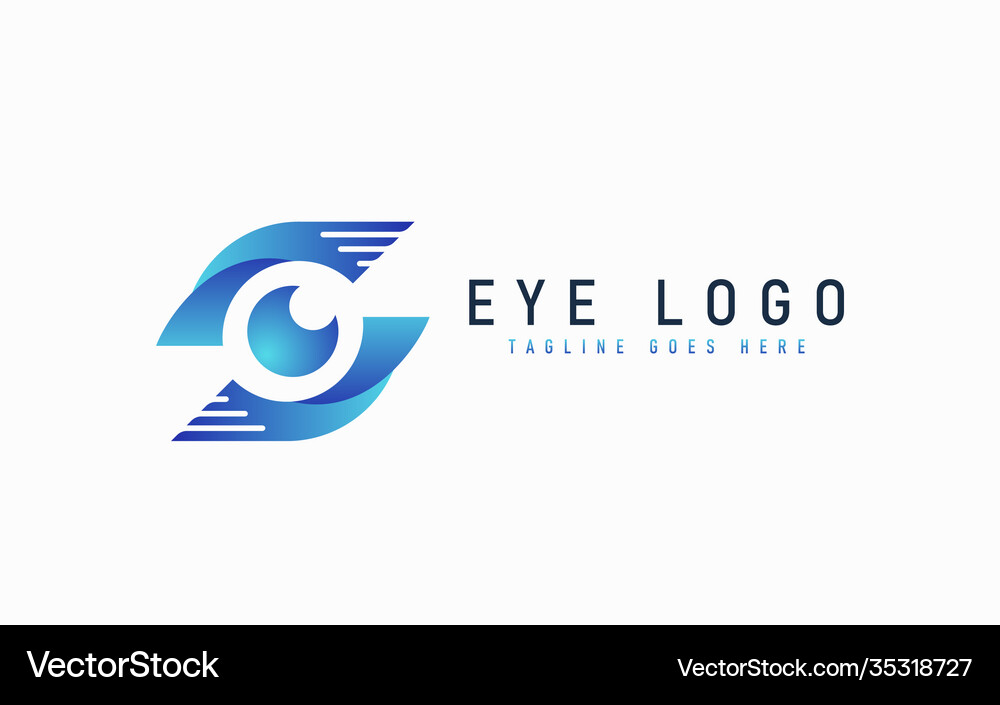 Abstract blue eye logo with geometric lines Vector Image