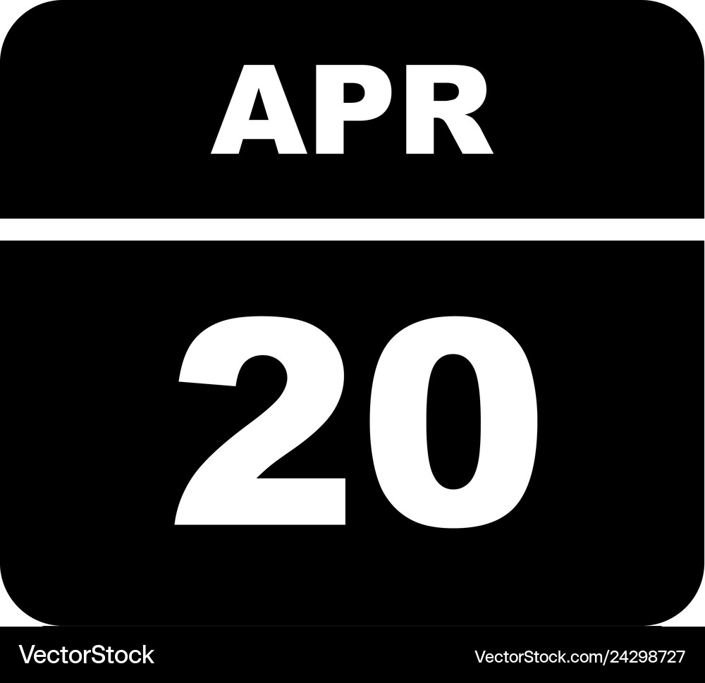 April 20th date on a single day calendar Vector Image