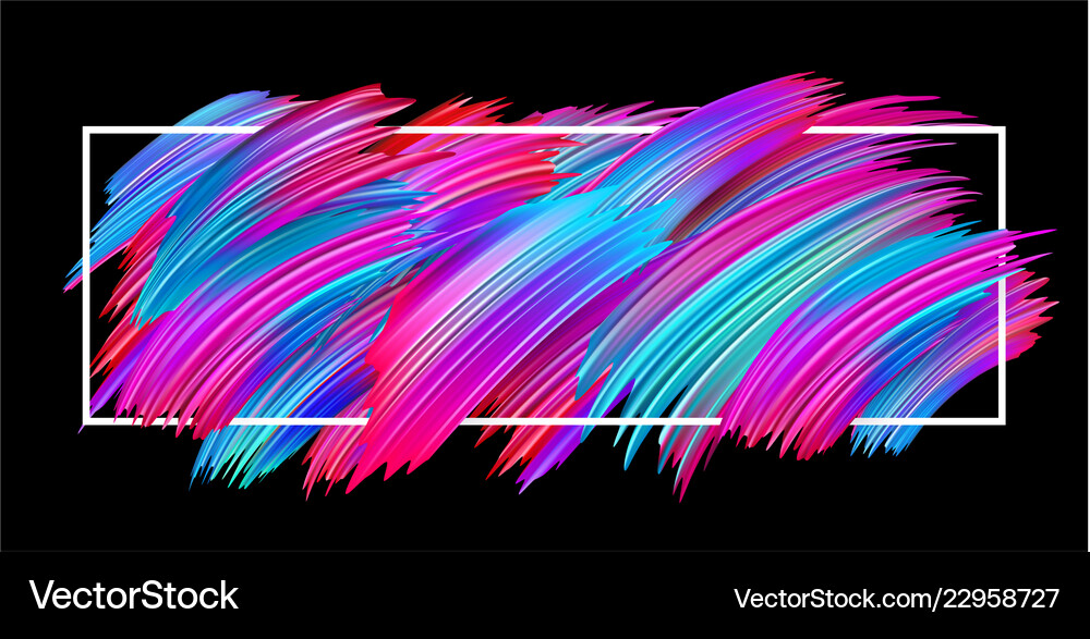 Black abstract poster with frame and colorful Vector Image