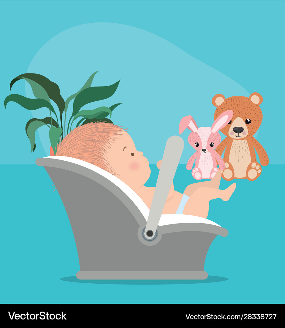 Cute baby boy with basket design Royalty Free Vector Image