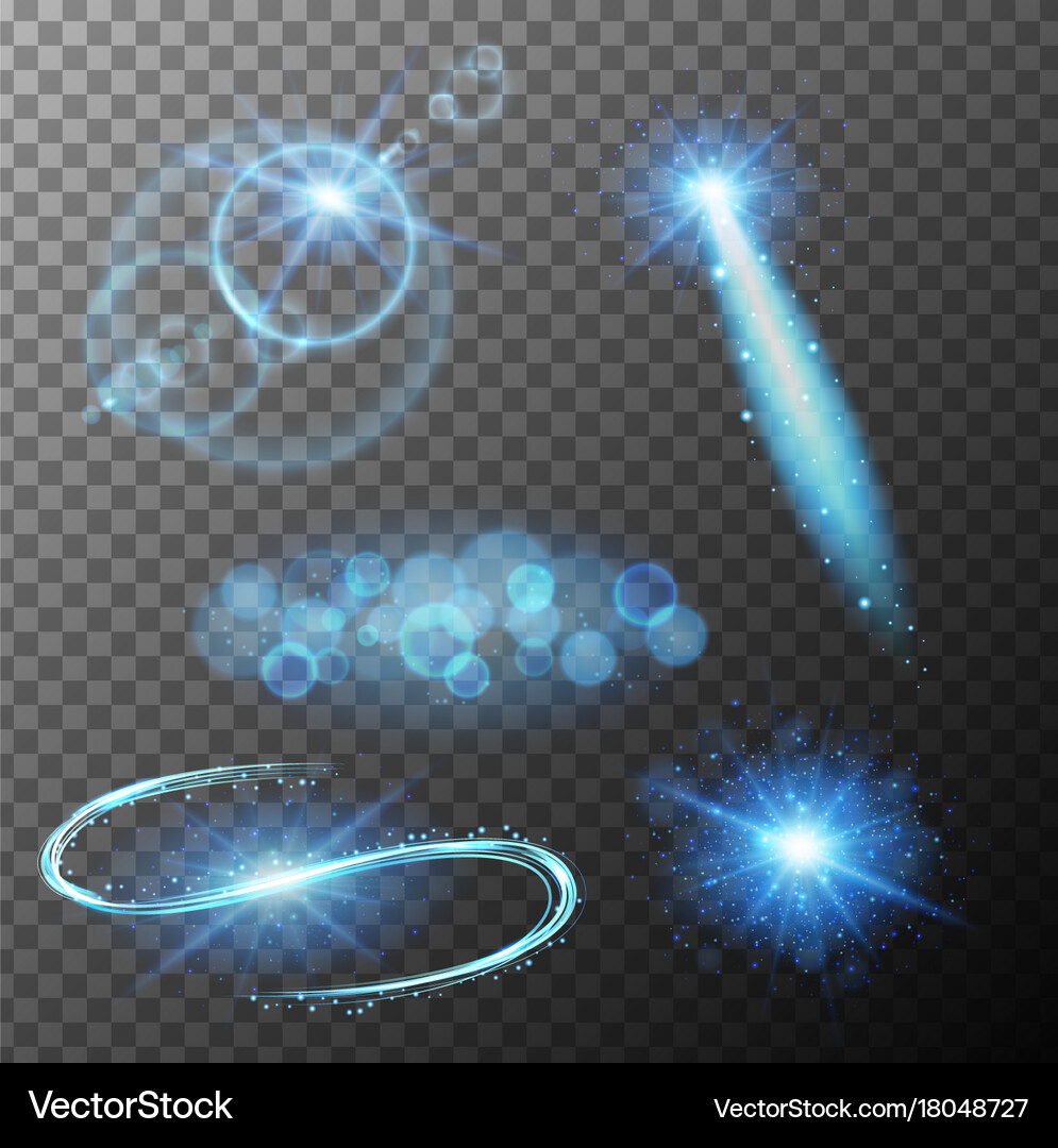 Different design of blue lights on gray background