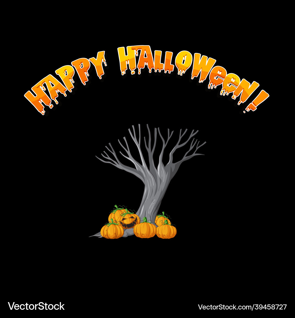 Happy halloween logo with creepy tree Royalty Free Vector