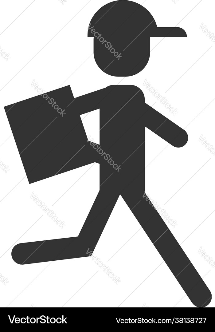 Icon a running courier with a delivery bag Vector Image