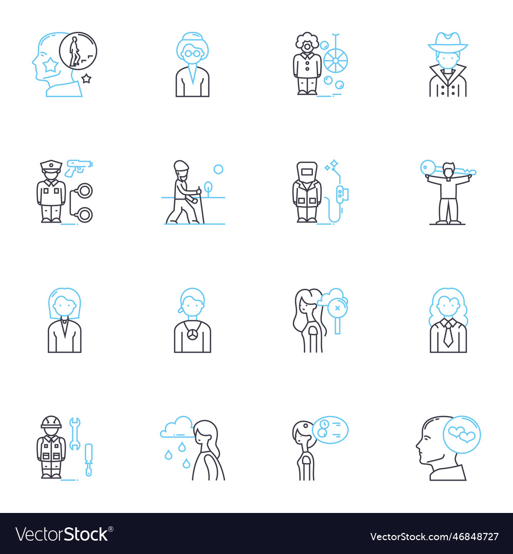 Integration linear icons set fusion synthesis Vector Image