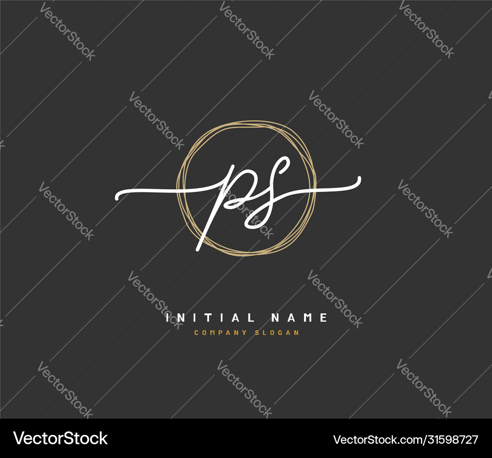 P s ps beauty initial logo handwriting Royalty Free Vector