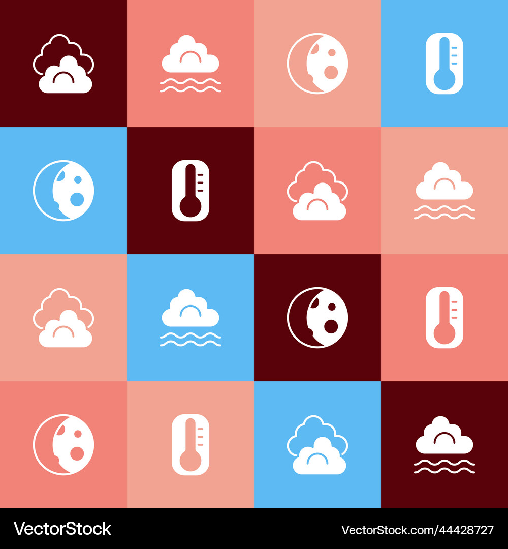 Set pop art cloud fog and cloud moon phases Vector Image