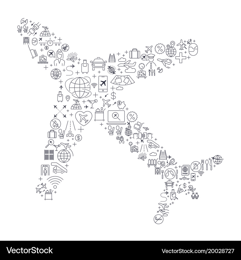 Simple airport icons set universal Royalty Free Vector Image