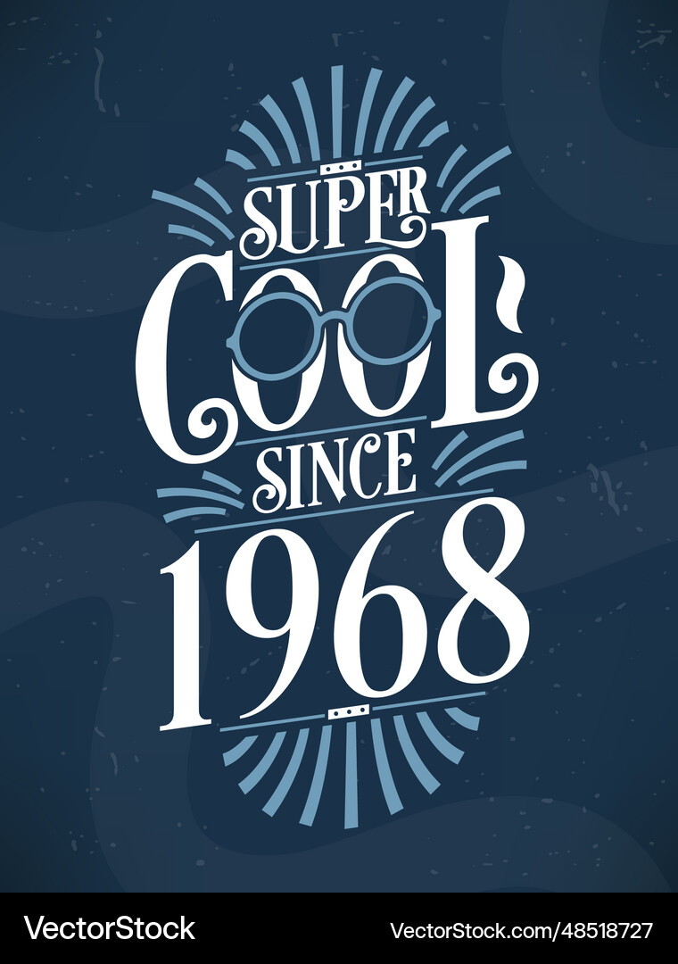 Super cool since 1968 birthday typography Vector Image