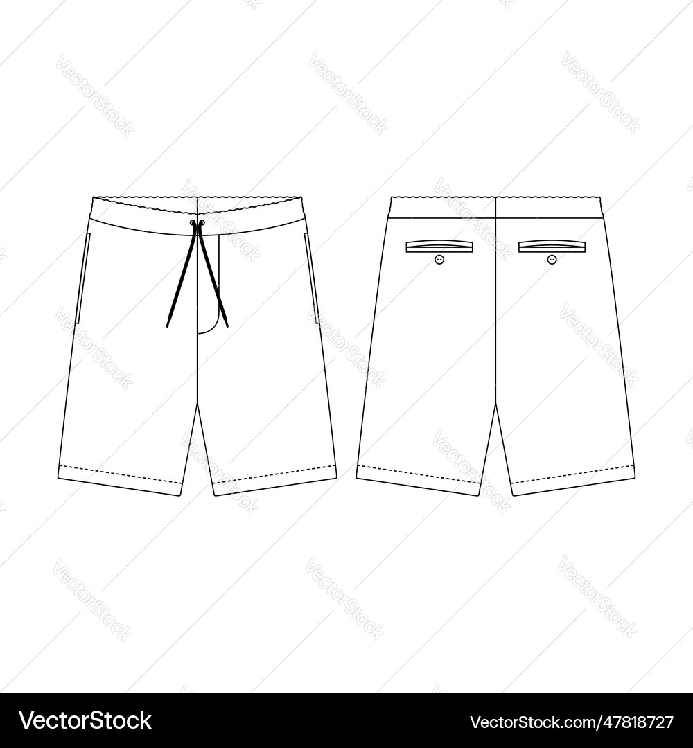 Template short pants flat design outline clothing Vector Image
