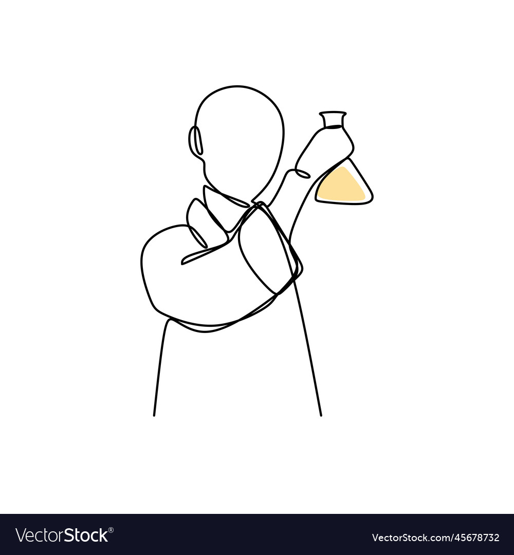 A person test chemical reaction continuous line Vector Image A person test chemical reaction continuous line Vector Image