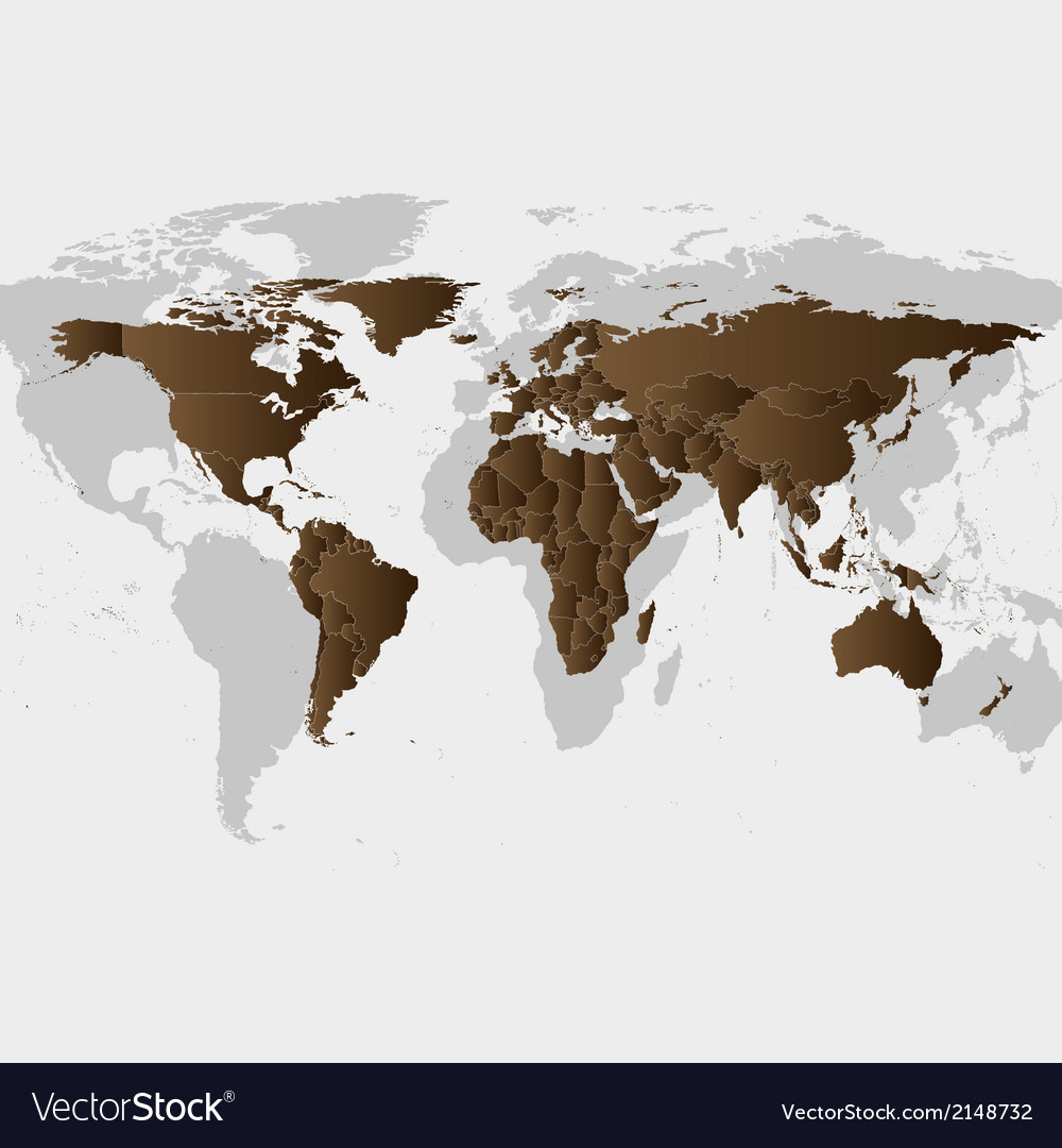 Brown world map Royalty Free Vector Image - VectorStock